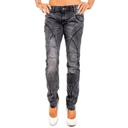 Cipo & Baxx Cipo & Baxx Regular-fit-Jeans Moderne Hose BA-WD477 Stonewashed mit trendigen Ziernähten