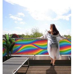 MyMaxxi Sichtschutzelement Balkonbanner LGBTQ Wellen Balkon Sichtschutz Garten