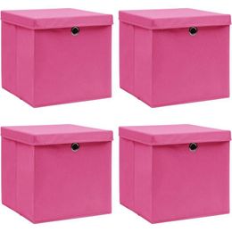 Prolenta Premium - Aufbewahrungsboxen mit Deckeln 4 Stk. Rosa - Rosa