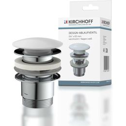 Kirchhoff Universal Waschbecken Ablaufgarnitur, Pop Up Waschbeckenstöpsel, Ablaufventil mit Überlauf, Abfluss Stöpsel Weiß/Chrom - Weiß