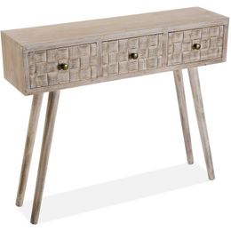 Versa Anish Schmales Möbelstück für den Eingangsbereich oder Flur, Moderner Konsolentisch, mit 3 Schubladen, Maßnahmen (h x l x b) 81,5 x 25 x 97 cm, Holz,
