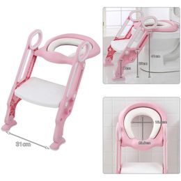 Haloyo - Töpfchentrainer Kinder-Töpfchen Toilettensitz mit Treppe Rutschfest stabil klappbar Rosa