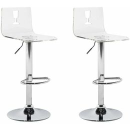 Beliani Trendy Barhocker 2er Set Transparent/Weiß Metall Höhenverstellbar Modern - Silber