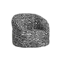 Dmora - Talamo Italia Runder gepolsterter Sessel, Zebra-Effekt, Maße 80 x 80 x 80 cm