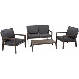 Neuwertig] Garnitur HHG 290, Gartenlounge Gartengarnitur Lounge-Set Sitzgruppe Sofa, Metall Polster grau - grey