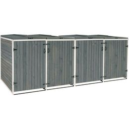 Neuwertig] xl 4er-/8er-Mülltonnenverkleidung HHG 651, Mülltonnenbox, erweiterbar 126x316x98cm Holz mvg grau-weiß - grey