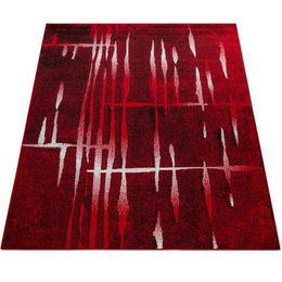 Designer Teppich Modern Trendiger Kurzflor Teppich in Rot Creme Meliert 60x100 cm - Paco Home