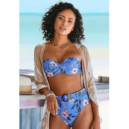 s.Oliver B&uuml;gel-Bandeau-Bikini-Top, Blau, Gr. 32A, Damen, Bandeau-Bikinis, Material: Polyamid, Elasthan