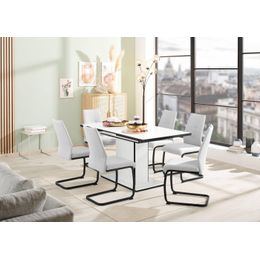 Hela Essgruppe Ariana, (Set, 7-tlg., 1 Tisch / 6 Stühle), ausziehbar 120 -160 cm, Belastbarkeit 140 KG, grau|weiß