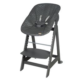 Roba Treppenhochstuhl 'Born Up' Set 2in1 in Anthrazit, inkl. Liegeaufsatz 'Graphite gesteppt'