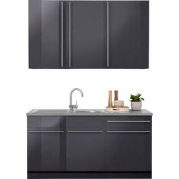 Wiho-Küchen wiho Küchen Küche Chicago, ohne E-Geräte, Breite 160 cm, grau|schwarz