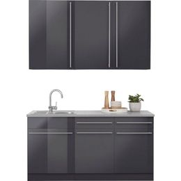 Wiho-Küchen wiho Küchen Küche Chicago, ohne E-Geräte, Breite 160 cm, grau|schwarz