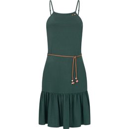 Ragwear Spaghettikleid Thime stylisches Sommerkleid mit Spaghettiträgern und Gürtel, grün