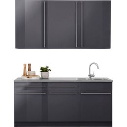 Wiho-Küchen wiho Küchen Küche Chicago, inklusive Spüle, Breite 180 cm, grau|schwarz