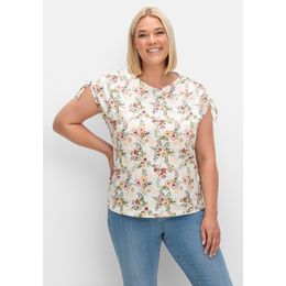 sheego Große Größen: Shirt mit Blumen-Alloverprint und gerafften Schultern, creme bedruckt, Gr.46