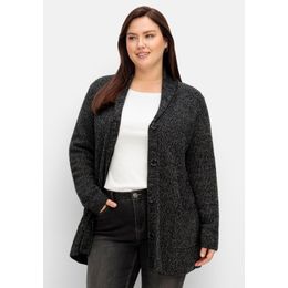 sheego Große Größen: Strickjacke im Patentstrick, mit Schalkragen, schwarz, Gr.48/50