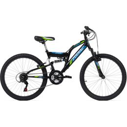 KS-Cycling Jugendfahrrad KS CYCLING "Zodiac" Fahrräder Gr. 38 cm, 24 Zoll (60,96 cm), schwarz (schwarz, grün) Kinder Alle Fahrräder