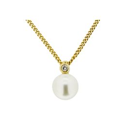 OROLINO Kette mit Anhänger 585/- Gelbgold Brillant + Perle, gelb