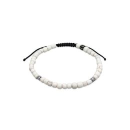 Kuzzoi Fußkette Herren Heishi Glas Beads Textilband 925 Silber