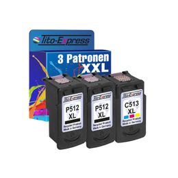 Tito-Express 3er Set ersetzt Canon PG-512XL & CL-513XL Tintenpatrone (für Pixma MP230 MP240 MP250 MP260 IP2700 MP499 MX340 MP-280-Series)