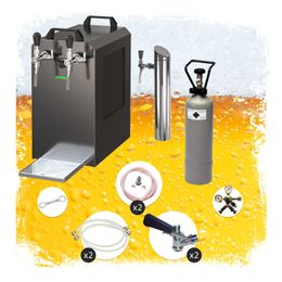 ich-zapfe Untertheken Komplett Set - Zapfanlage STREAM 80 Bierkoffer, Bierzapfanlage, Durchlaufkühler 2-leitig Trockenkühler, Zapfkopf:Kombi,Zapfkopf 2:KeyKeg