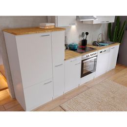respekta K&uuml;chenzeile KB310WWC 310 cm Wei&szlig; mit Glaskeramikkochfeld