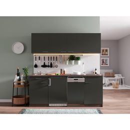 respekta K&uuml;chenzeile KB195EYGC 195 cm Grau-Eiche York Nachbildung