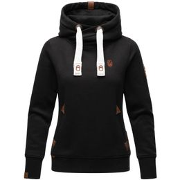 Navahoo Damen Kapuzensweatshirt weicher Hoodie mit breiten Tunnelzugkordeln Namikaa