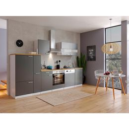 respekta K&uuml;chenzeile KB310WGC 310 cm Wei&szlig; - Grau mit Glaskeramikkochfeld