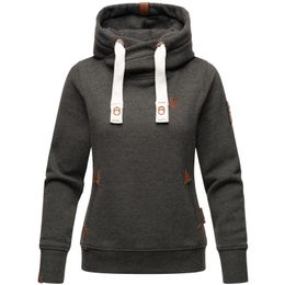 Navahoo Damen Kapuzensweatshirt weicher Hoodie mit breiten Tunnelzugkordeln Namikaa