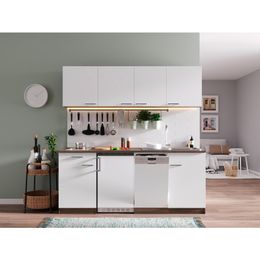 respekta K&uuml;chenzeile KB195EYWC 195 cm Wei&szlig;-Eiche York Nachbildung
