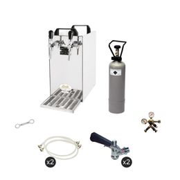 ich-zapfe Komplett Set - Zapfanlage, Bierzapfanlage - Kontakt 40 2-leitig Trockenkühler, Durchlaufkühler 50 Liter/h, Green Line, Zapfkopf 2:NC Adapter,Zapfkopf:KeyKeg