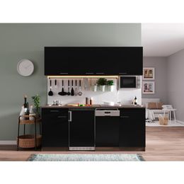 respekta K&uuml;chenzeile KB195EYSMI 195 cm Schwarz-Eiche York Nachbildung