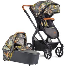 Gesslein Kombi-Kinderwagen FX4 Soft+ mit Aufsatz Life, schwarz/cognac, schiefergrau, mit Babywanne C3 und Babyschalenadapter, grau