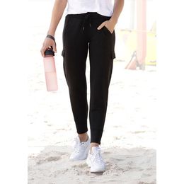 Venice Beach Jogginghose 'aus weichem Sweat' schwarz Gr. 44 f&uuml;r Damen. Figurumspielend. Nachhaltig.