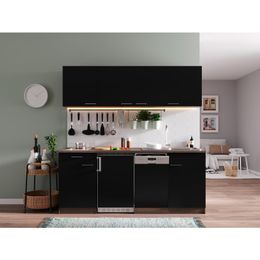 respekta K&uuml;chenzeile KB195EYSC 195 cm Schwarz-Eiche York Nachbildung