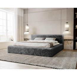 Polsterbett 180x200 cm Enjoy - Schlafzimmerbett mit Bettkasten & Lattenrost - Stoff Fellimitat - Grau - Grau - Graingold