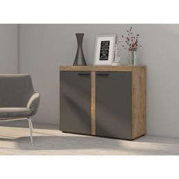 Furnix - Sideboard rivay Anrichte Kommode mit 2 Türen 97,2 cm Eiche Lefkas/Graphit