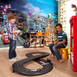 K&L WALL ART Fototapete Disney Cars World Jungen Kinderzimmer Tapete Auto Rennwagen