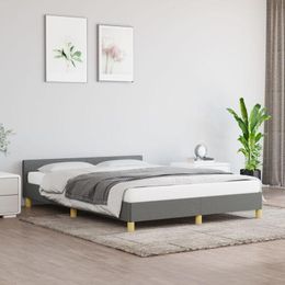 MAISONCHIC - Bettgestell mit Kopfteil Doppelbett Bett für Schlafzimmer Dunkelgrau 140x200 cm Stoff DE39250 - Grau