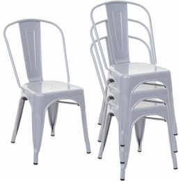 [NEUWERTIG] 4er-Set Stuhl HHG-791, Bistrostuhl Stapelstuhl, Metall Industriedesign stapelbar grau - grey