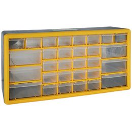 Cosimo Kleinteilemagazin mit 30 Schubfächer grau/gelb HxBxT 23x50x16cm Kleinteileregal, Sortimentsboxen, Sortimentskastenregal, Regalsystem - Grau