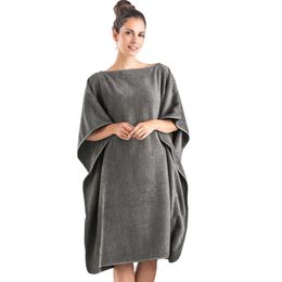 Sensino XL-Badetuch-Poncho 2in1, 100 x 200 cm, Opalgrau