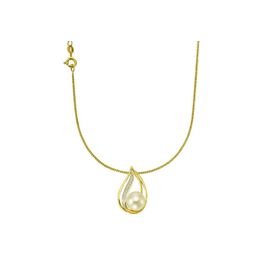 OROLINO Kette mit Anhänger 585/- Gelbgold Perle Brillanten, gelb