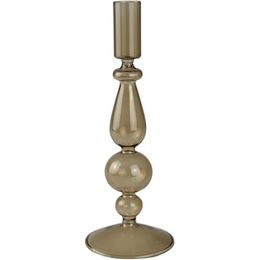 LEONIQUE Kerzenleuchter Jenelle (Set, 2 St), Stabkerzenhalter aus Glas, Höhe ca. 25 cm, goldfarben