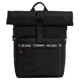 Tommy Jeans Cityrucksack TJM ESSENTIAL ROLLTOP BACKPACK, Freizeitrucksack Freizeit-Bag Urbanrucksack, schwarz