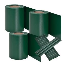 Juskys PVC Sichtschutzstreifen Doppelstabmatten Zaun 3er Set á 35m x 19cm - Zaunfolie – grün