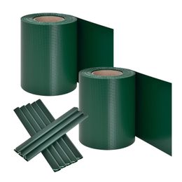 Juskys PVC Sichtschutzstreifen Doppelstabmatten Zaun 2er Set á 35m x 19cm - Zaunfolie – grün