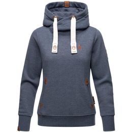 Navahoo Damen Kapuzensweatshirt weicher Hoodie mit breiten Tunnelzugkordeln Namikaa