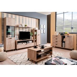 Wohnwand Inosign "Umbria" Kastenmöbel-Sets schwarz (grau eichefarben, schwarz) Wohnwände